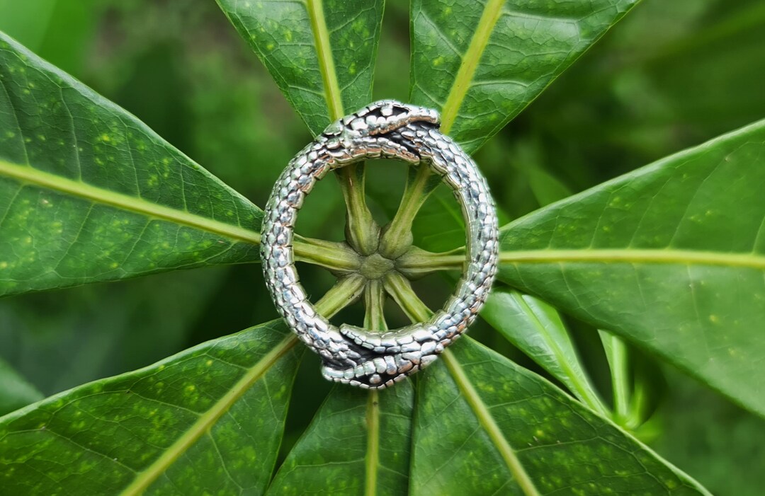 Ouroboros Ring STERLING SILVER 925 Ouroboros Snake Eating Tail Circle ...