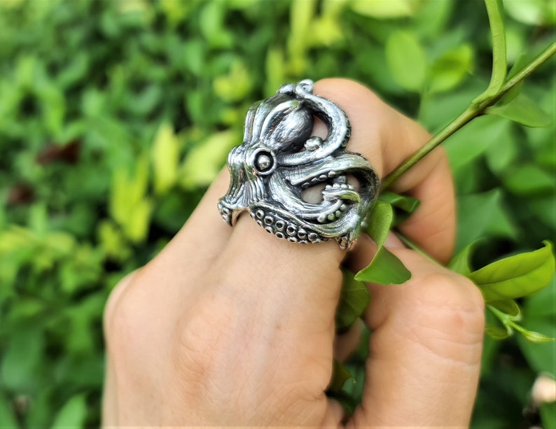 Massive OCTOPUS RING 925 Sterling Silver Ocean Sea Creature Tentacle ...