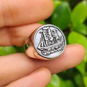 Sailboat Ring 925 Sterling Silver Sailing Ship Nautical Symbol Sailor ...