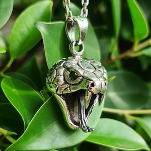 Massive Snake Head Pendant 925 Sterling Silver Striking Snake Serpent ...