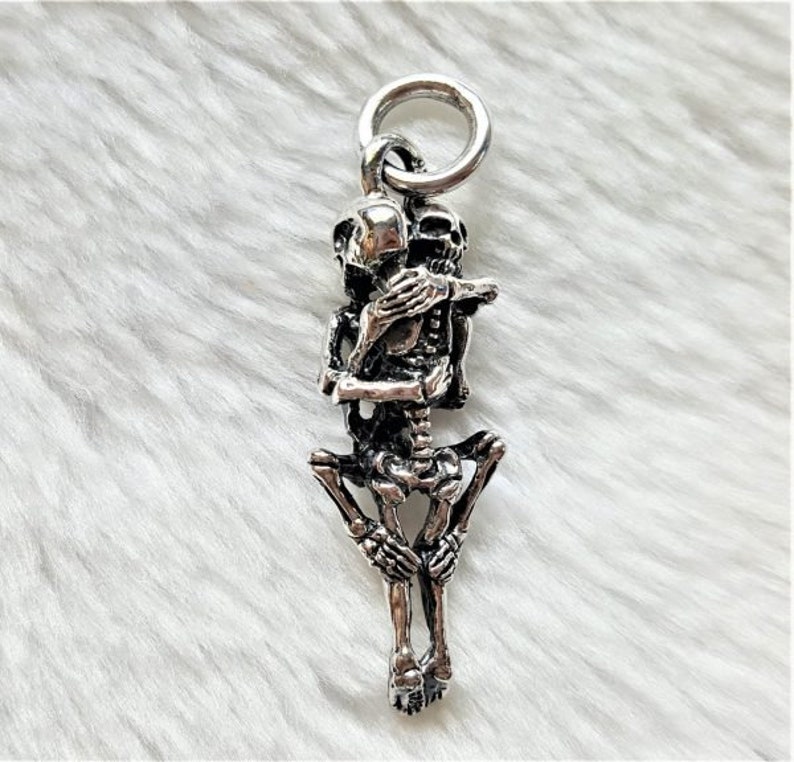Hugging Skeletons Pendant 925 Sterling Silver Hug Love Skull | Etsy