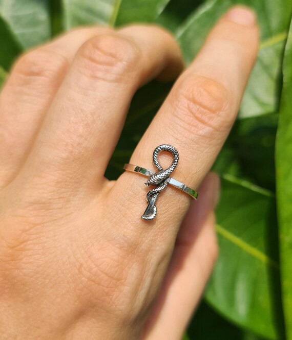 Egyptian Ankh Snake Ring STERLING SILVER 925 Cross Key of Life - Etsy
