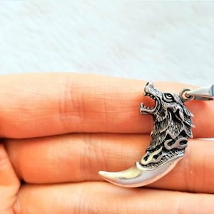 Wolf Fang STERLING SILVER 925 Pendant Wolf Claw Viking Wolf Talisman ...