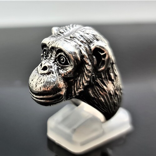 Chimpanzee Ring 925 Sterling Silver Chimp Monkey - Etsy