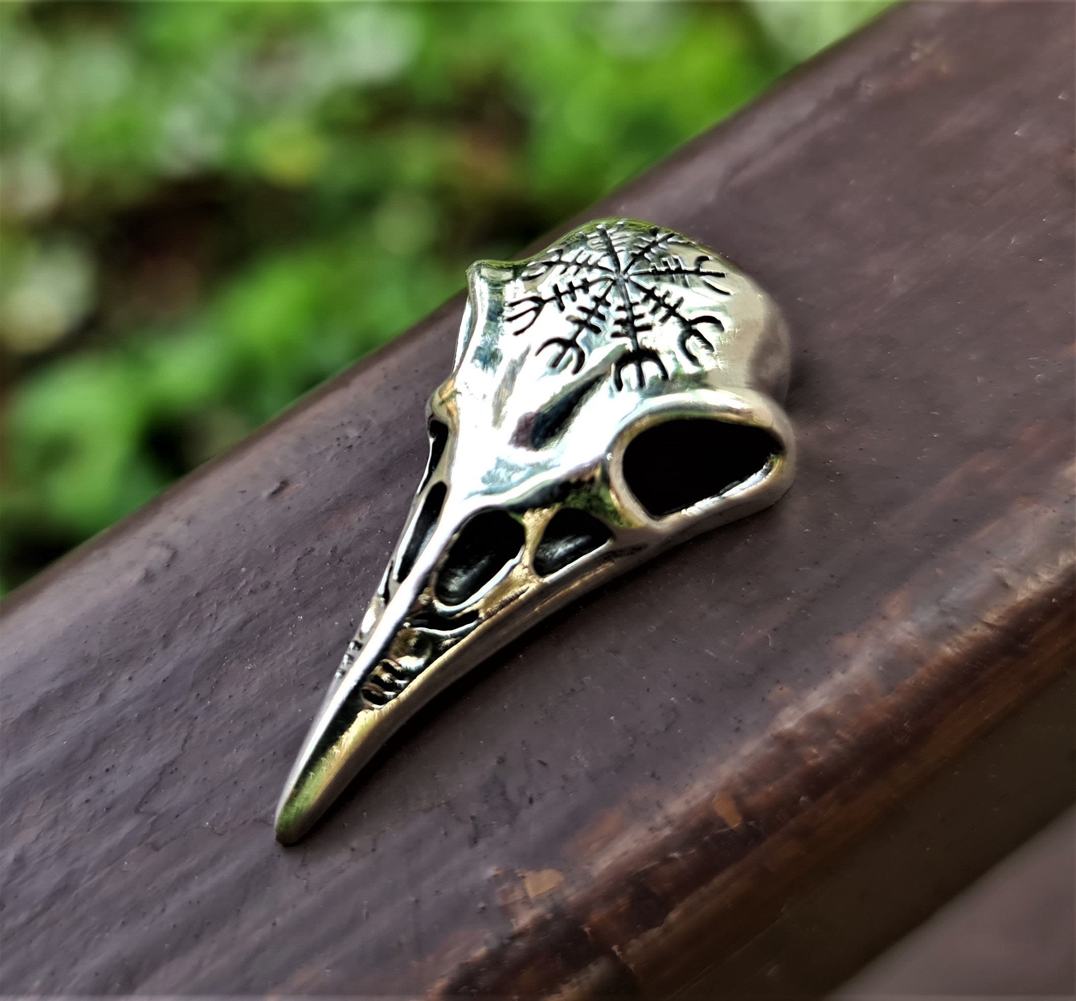 Raven Skull Helm of Awe Pendant STERLING SILVER 925 Norse Viking ...
