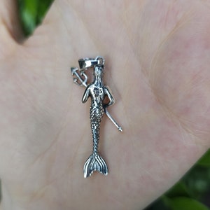 Merman With Trident Pendant STERLING SILVER 925 Triton God of the Sea ...