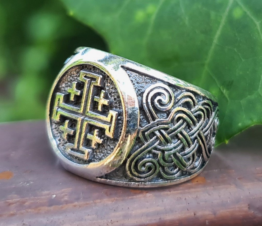 Jerusalem Cross Ring 925 STERLING SILVER 925 Heraldic Cross Kingdom of ...