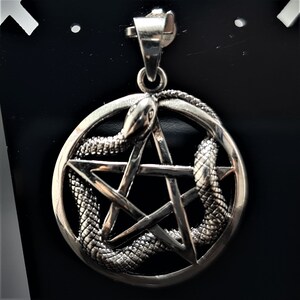 Pentacle Snake Pendant 925 Sterling Silver Pentagram Interlocking ...