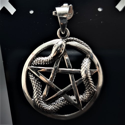 Pentagram Snake 925 Sterling Silver Pendant Pentacle Star - Etsy