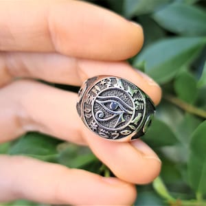 Eye of Ra Ring STERLING SILVER 925 Ancient Egyptian Symbol of Life Ankh ...
