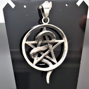 Pentagram Snake 925 Sterling Silver Pendant Pentacle Star Occult Sacred ...