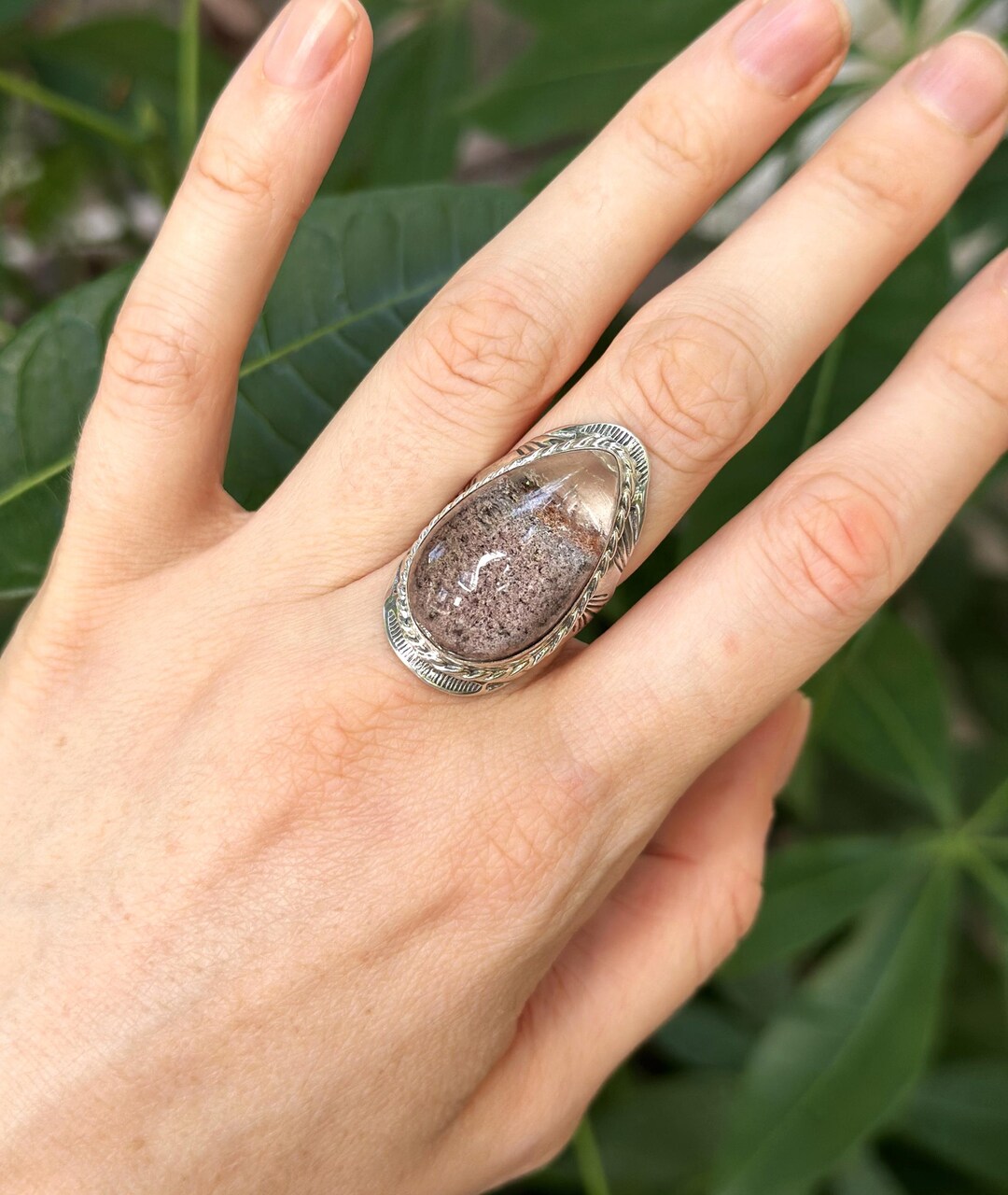 Lodolite Ring STERLING SILVER 925 Garden Quartz Ring Genuine Natural ...