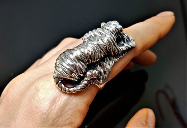 Tiger Ring 925 Sterling Silver 3D Tiger Big Cat UNISEX Lion | Etsy