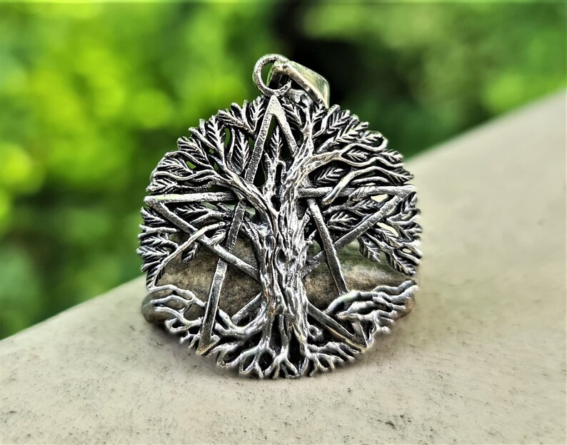 Pentagram Pendant 925 STERLING SILVER Tree of Life Pentacle Five ...