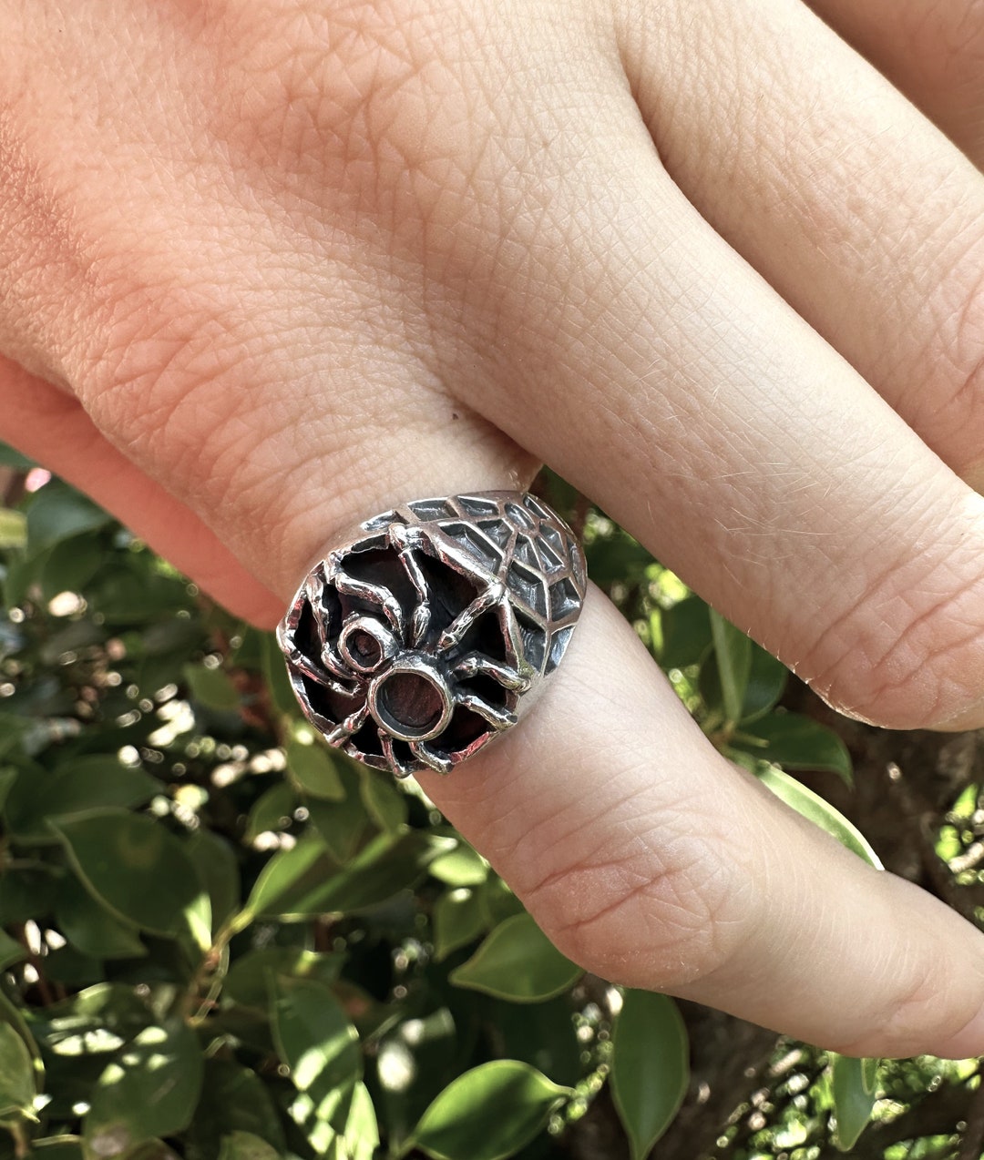 Spider Ring 925 Sterling Silver Spider Web Ring Large Jumping Spider ...