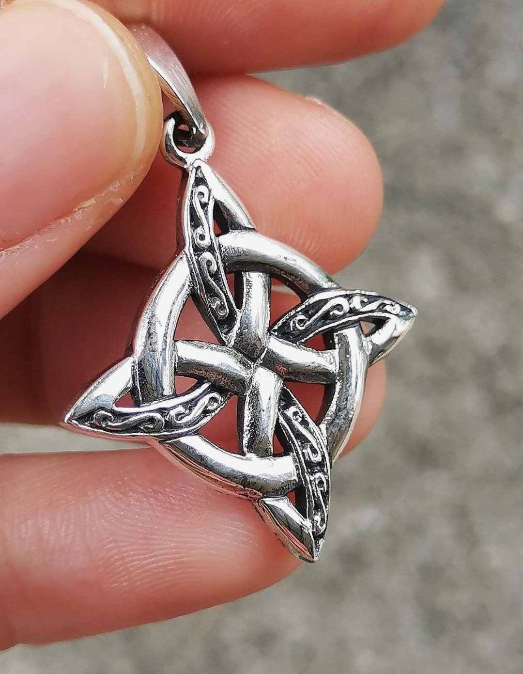 Witch's Knot Pendant 925 Sterling Silver Protection Occult Amulet Magic ...