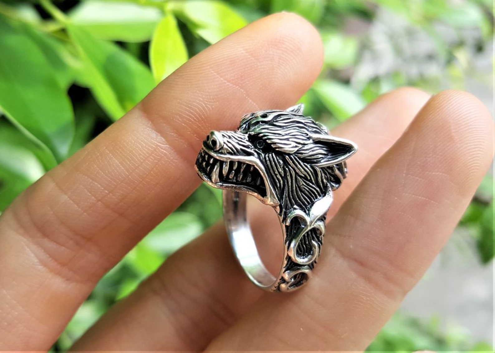 Wolf Ring STERLING SILVER 925 Totem Animal Talisman Amulet - Etsy