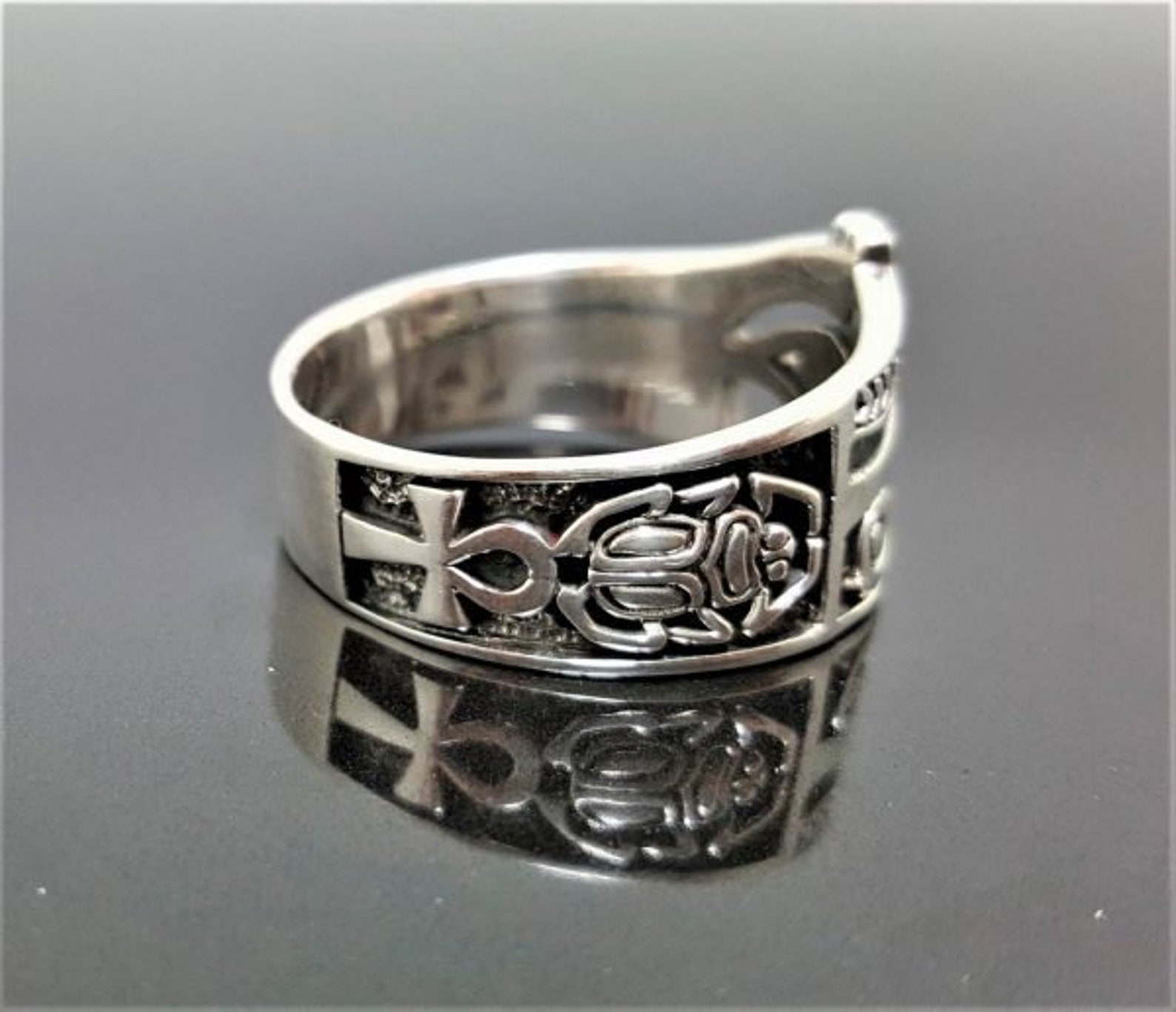 Eye of Horus Ring STERLING SILVER 925 Ancient Egyptian Symbols of Life ...