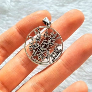 Tetragrammaton Pendant 925 Sterling Silver Pentagram Star Solomon Seal ...