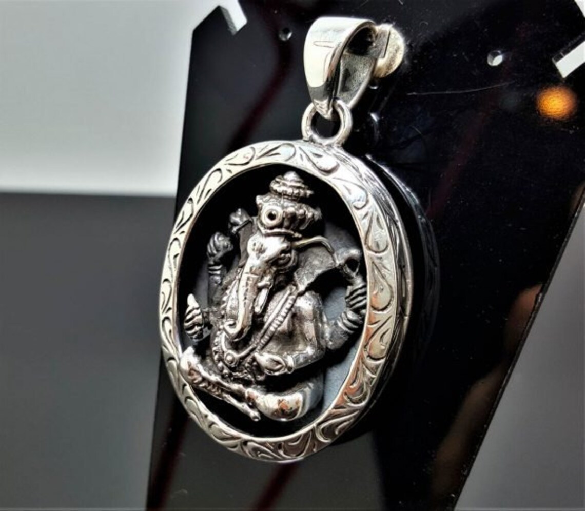 Ganesh Pendant 925 Sterling Silver Great Ganesha Lord of | Etsy