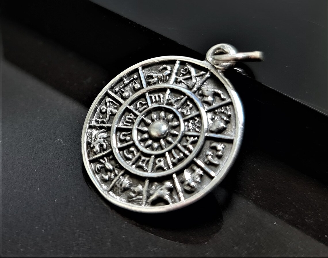 Zodiac Wheel Pendant STERLING SILVER 925 Sun Zodiac Signs | Etsy