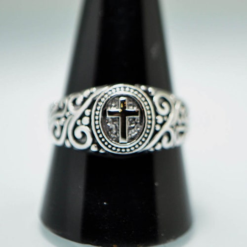 Cross Ring 925 Sterling Silver Holy Cross Signet Christian - Etsy