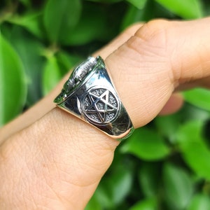 Baphomet Ring 925 Sterling Silver Pentagram Occult Gothic Medieval ...