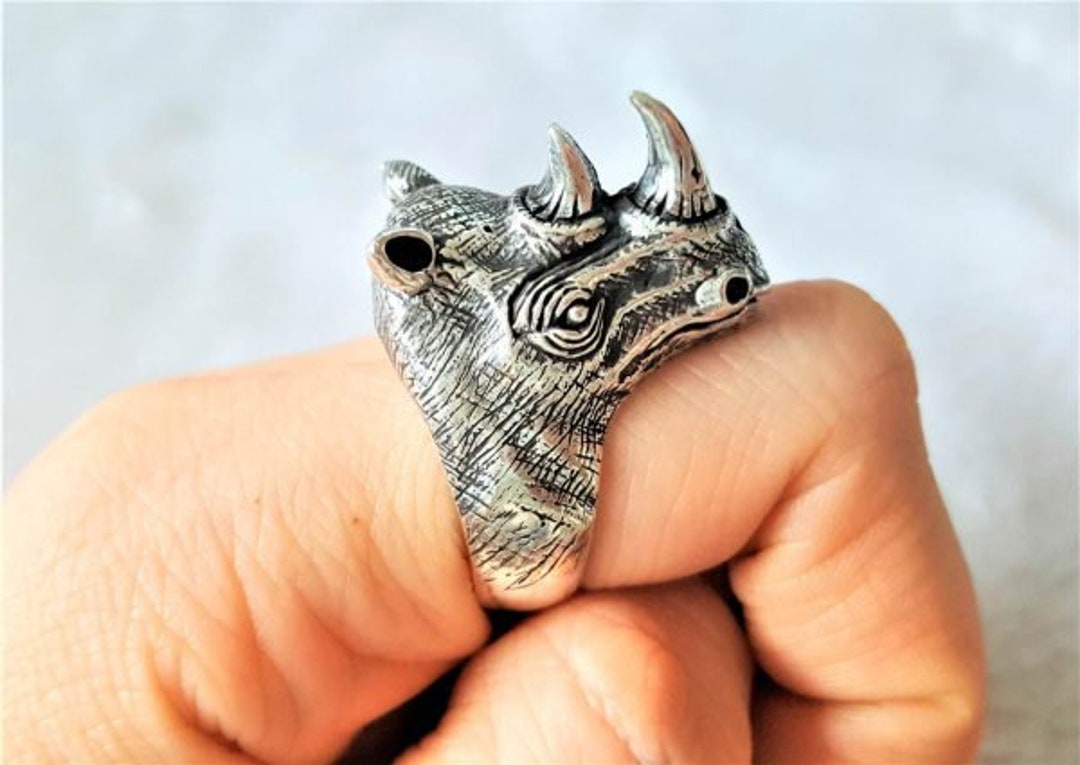 Rhinoceros Ring STERLING SILVER 925 Rhino Ring Totem African Animal ...