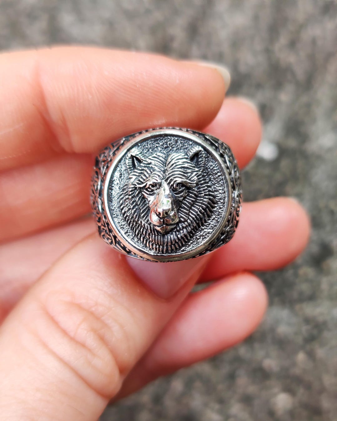 Bear Head Ring 925 STERLING SILVER Bear Paw Norse Mythology Celtic ...