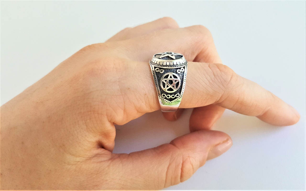 925 Sterling Silver Ring Talisman Pentagram Star Infinity | Etsy