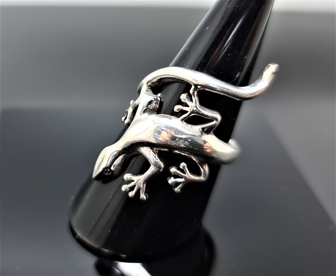 Lizard Ring STERLING SILVER 925 Gecko Lizard Handmade Animal - Etsy