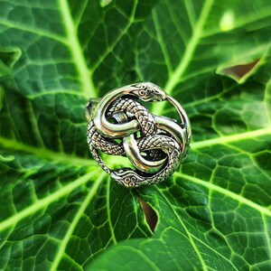 Double Snake Ring STERLING SILVER 925 Interlocking Snakes Serpent Swirl ...