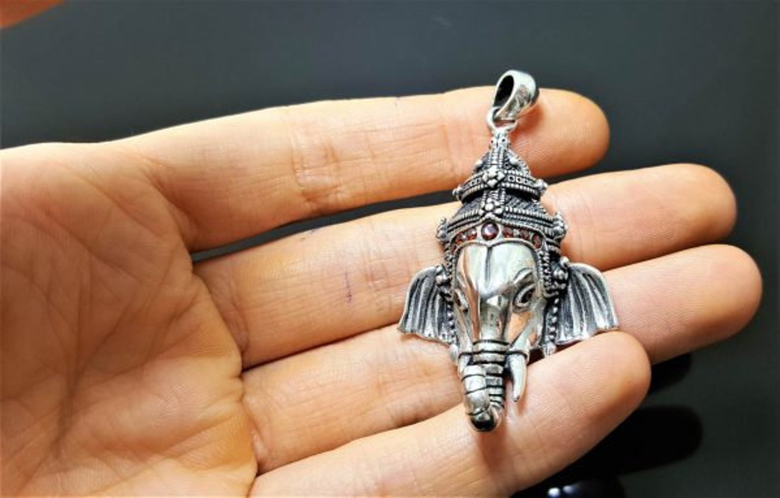 Ganesh Pendant 925 STERLING SILVER Elephant Great Ganesha Lord of ...