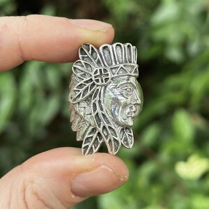 American Indian Ring STERLING SILVER 925 Tribal Chief Profile Native ...