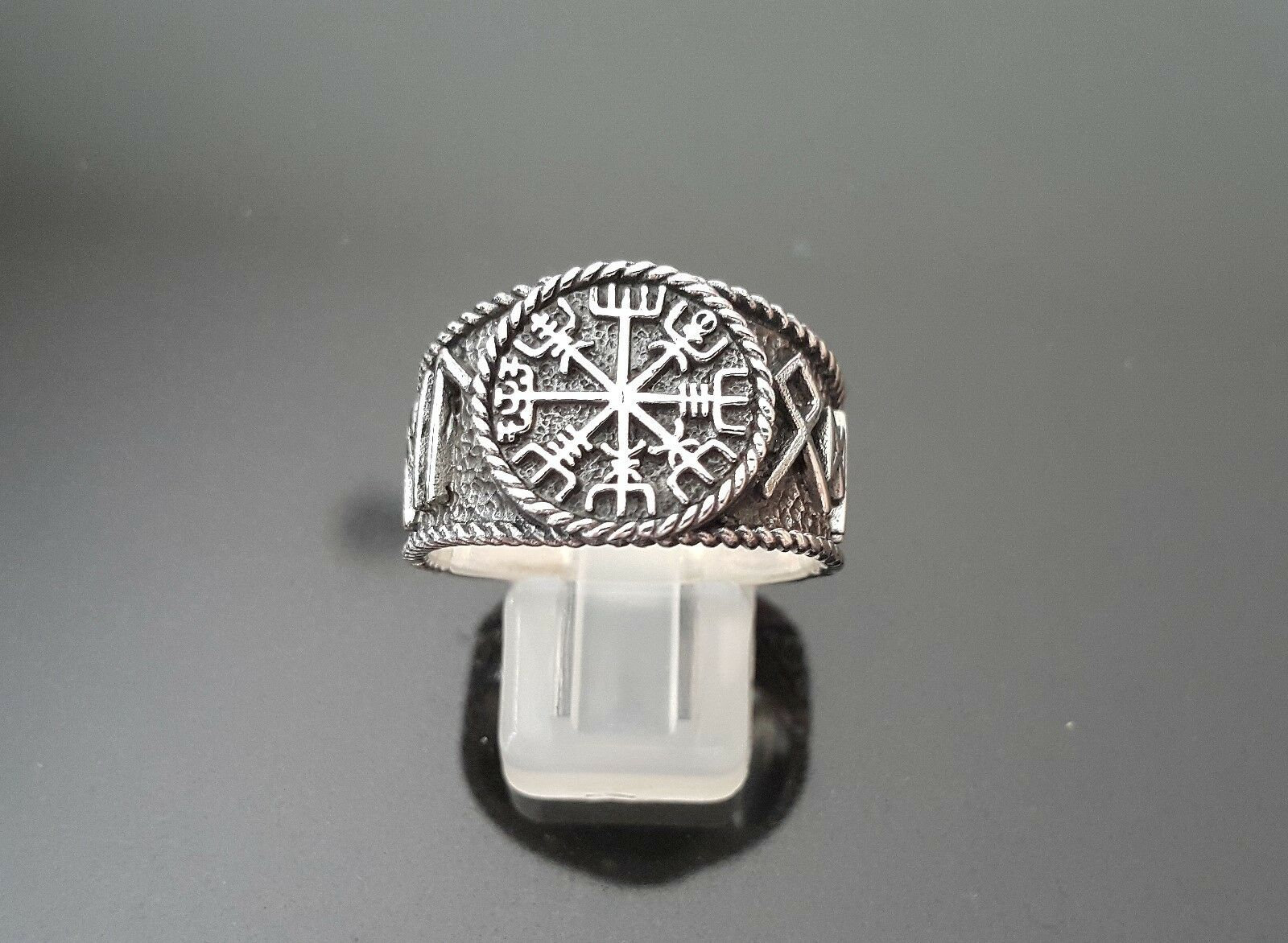 Vegvisir Ring 925 Sterling Silver Runic Compass Pagan Norse Viking ...