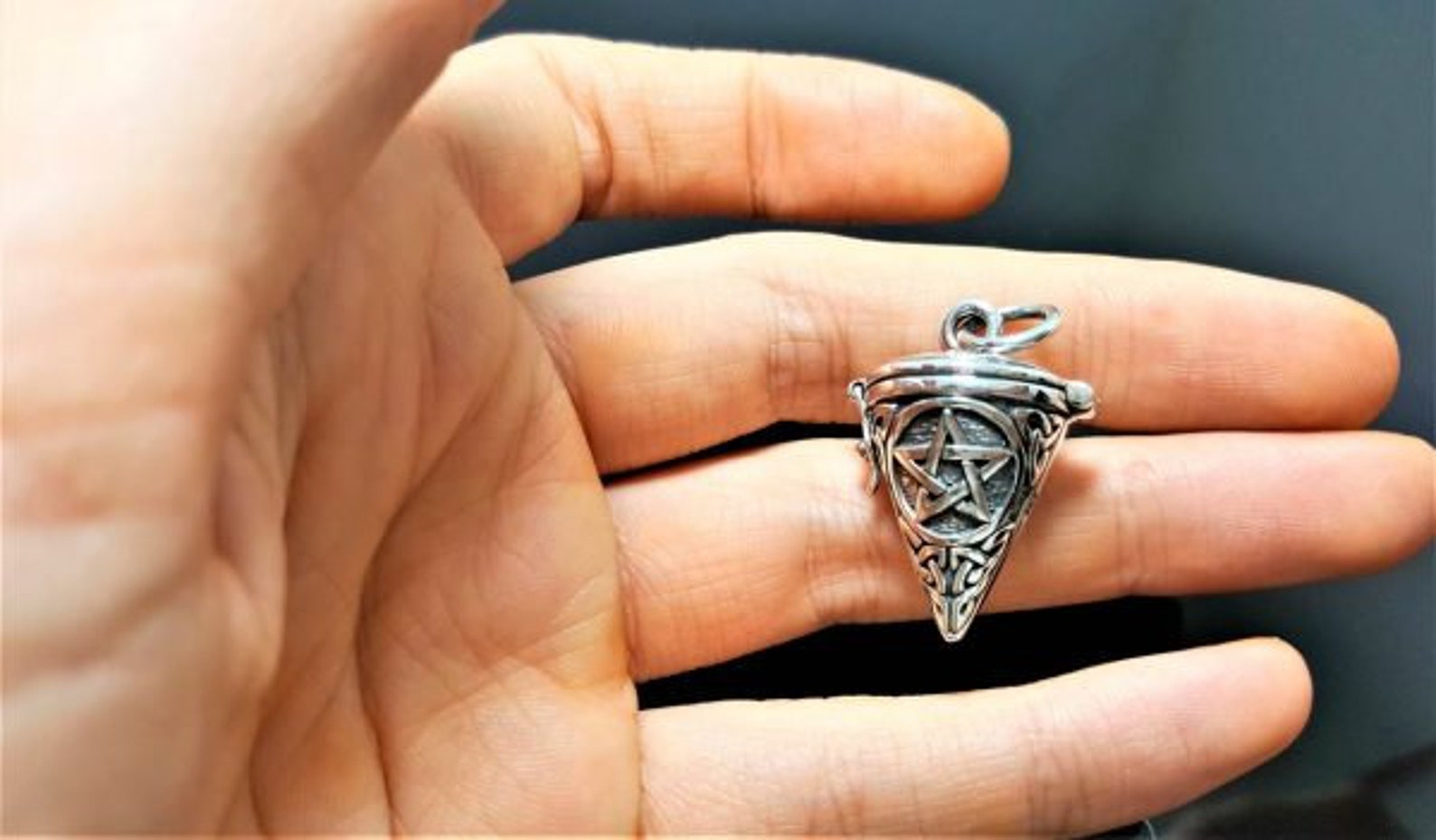 Pentagram Locket Pendant 925 Sterling Silver Star Trinity Celtic Knot ...