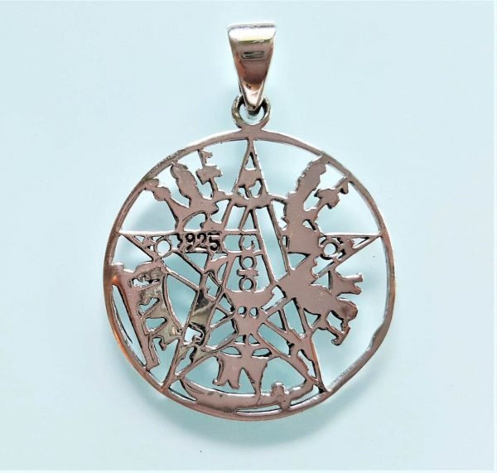 Tetragrammaton Pendant 925 Sterling Silver Pentagram Star | Etsy