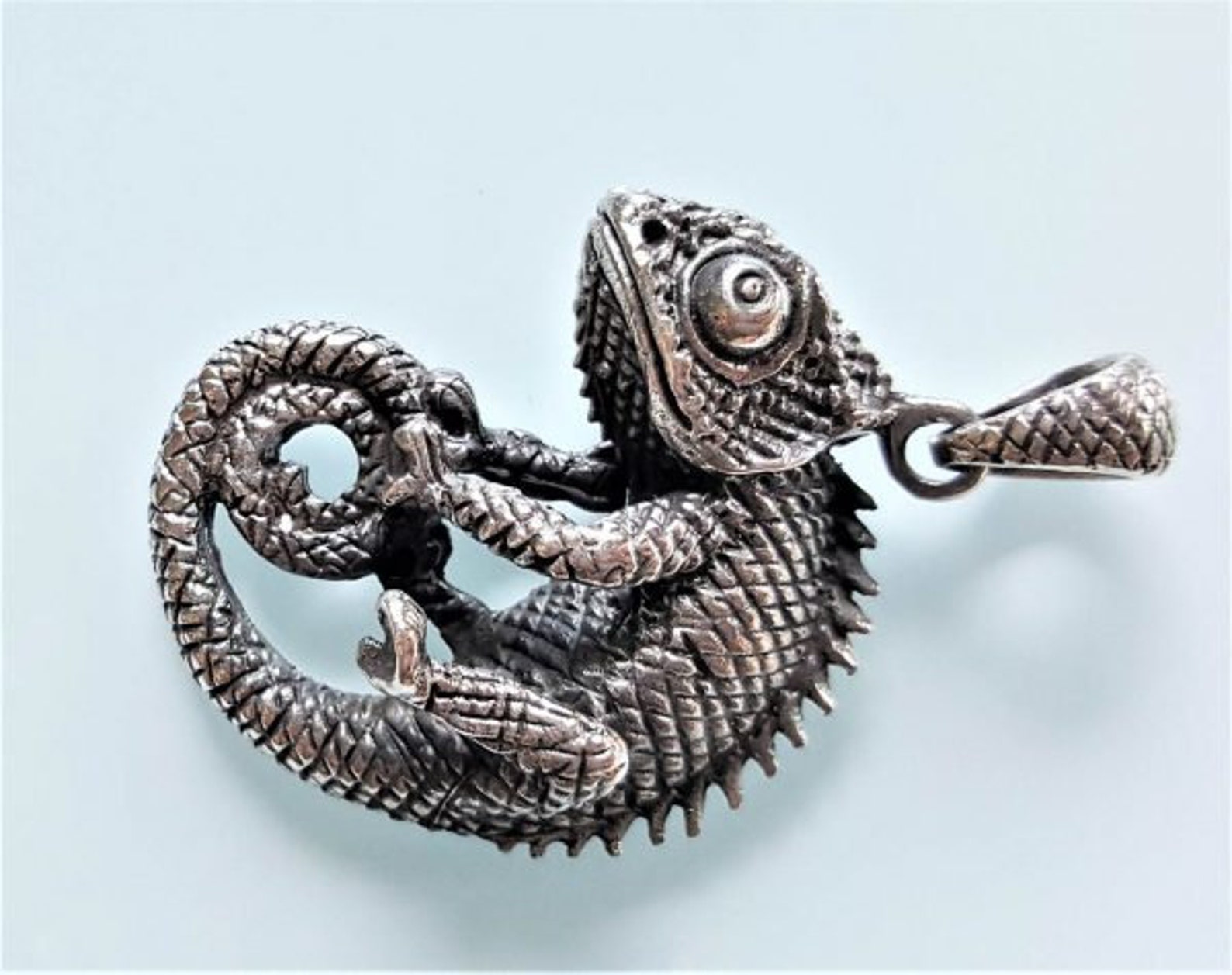 Chameleon Pendant STERLING SILVER 925 Exclusive Design Lizard | Etsy