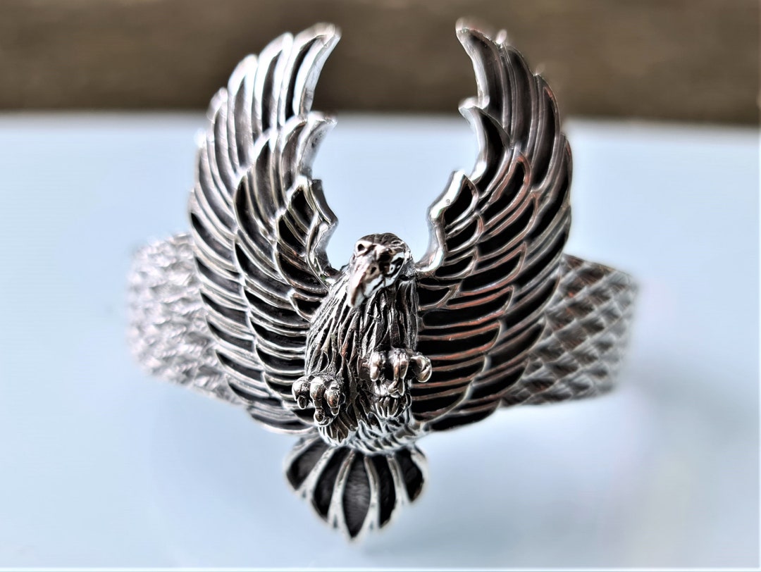 Eagle Cuff Bracelet STERLING SILVER 925 Eagles Wings Symbol of Great Strength Leadership ...