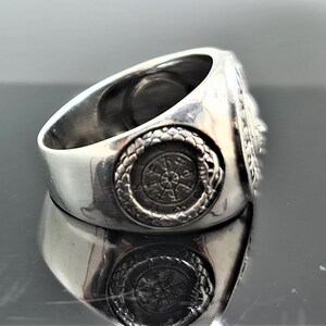 Sun God Ring STERLING SILVER 925 Ouroboros Vegvisir Runic Compass ...