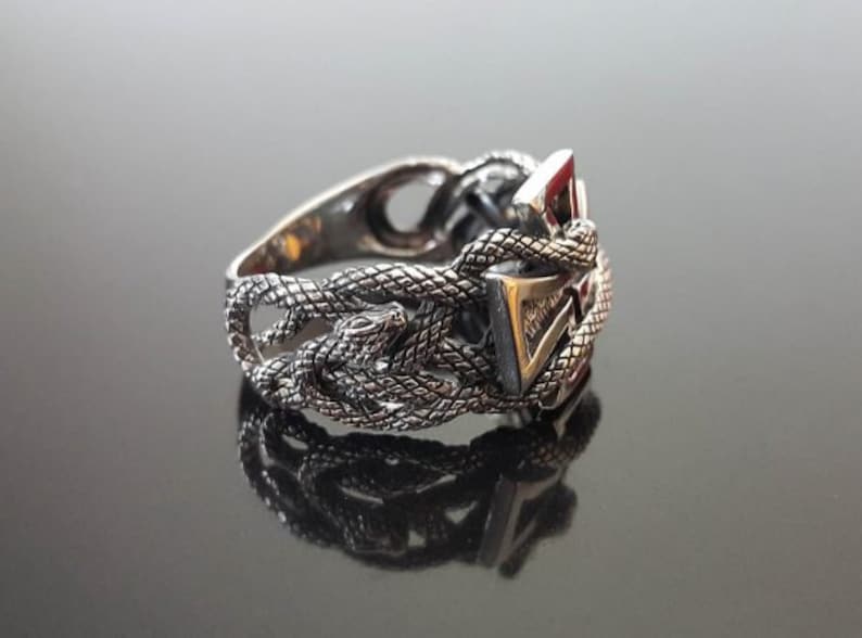 Snake Around Cross Ring Sterling Silver 925 Iron Cross Snakes - Etsy