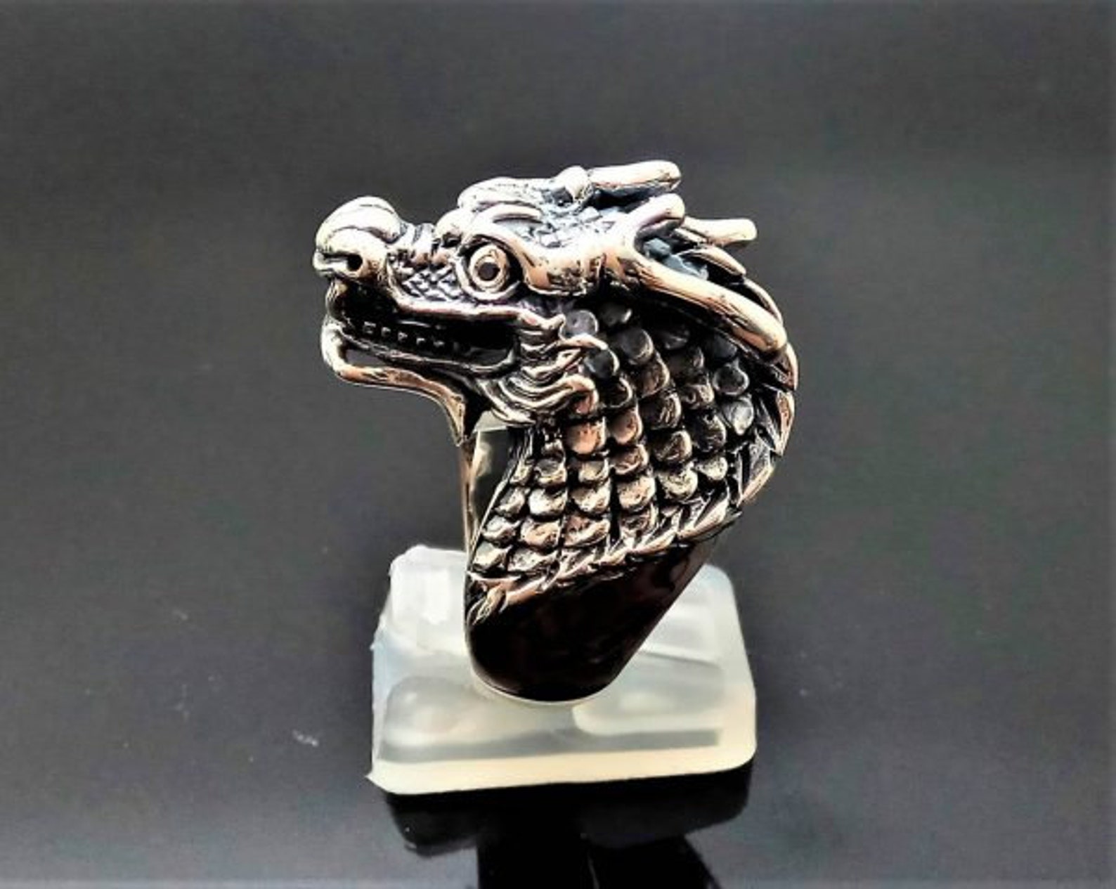 Chinese Dragon Ring 925 Sterling Silver Black Onyx Eyes - Etsy