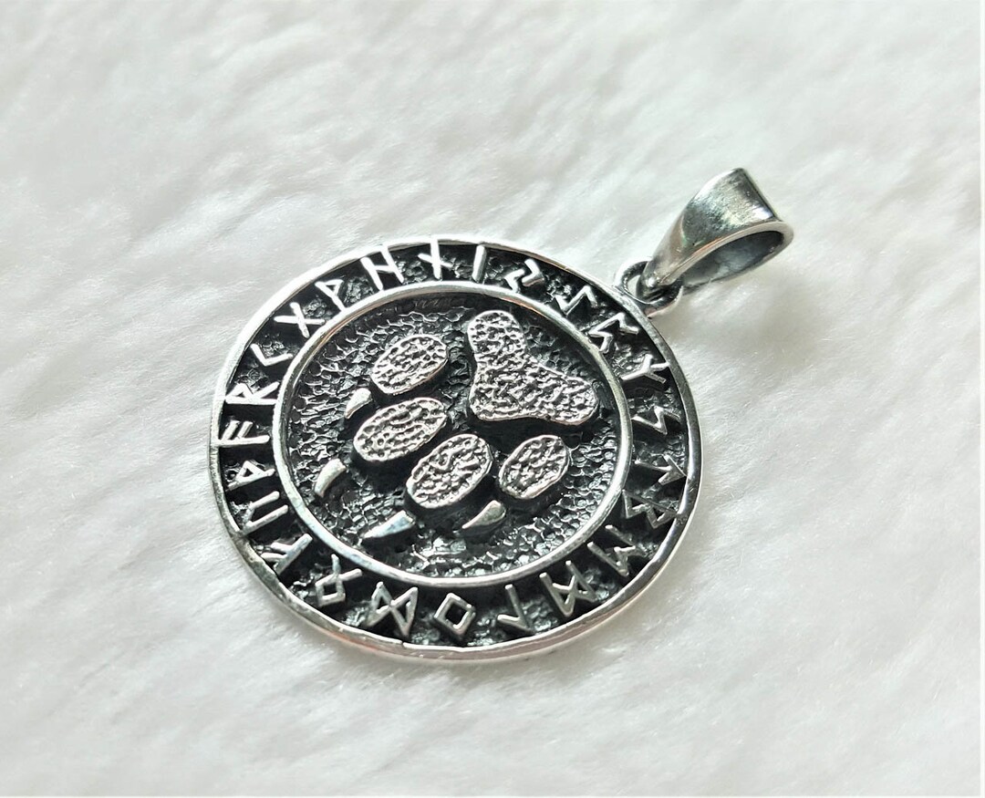 Wolf Paw Runic Pendant STERLING SILVER 925 Runes Viking Claw Runic ...