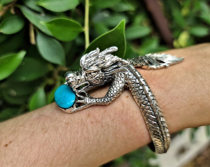 Dragon Armband STERLING SILBER 925 Türkis Chinesischer Drache Altes ...