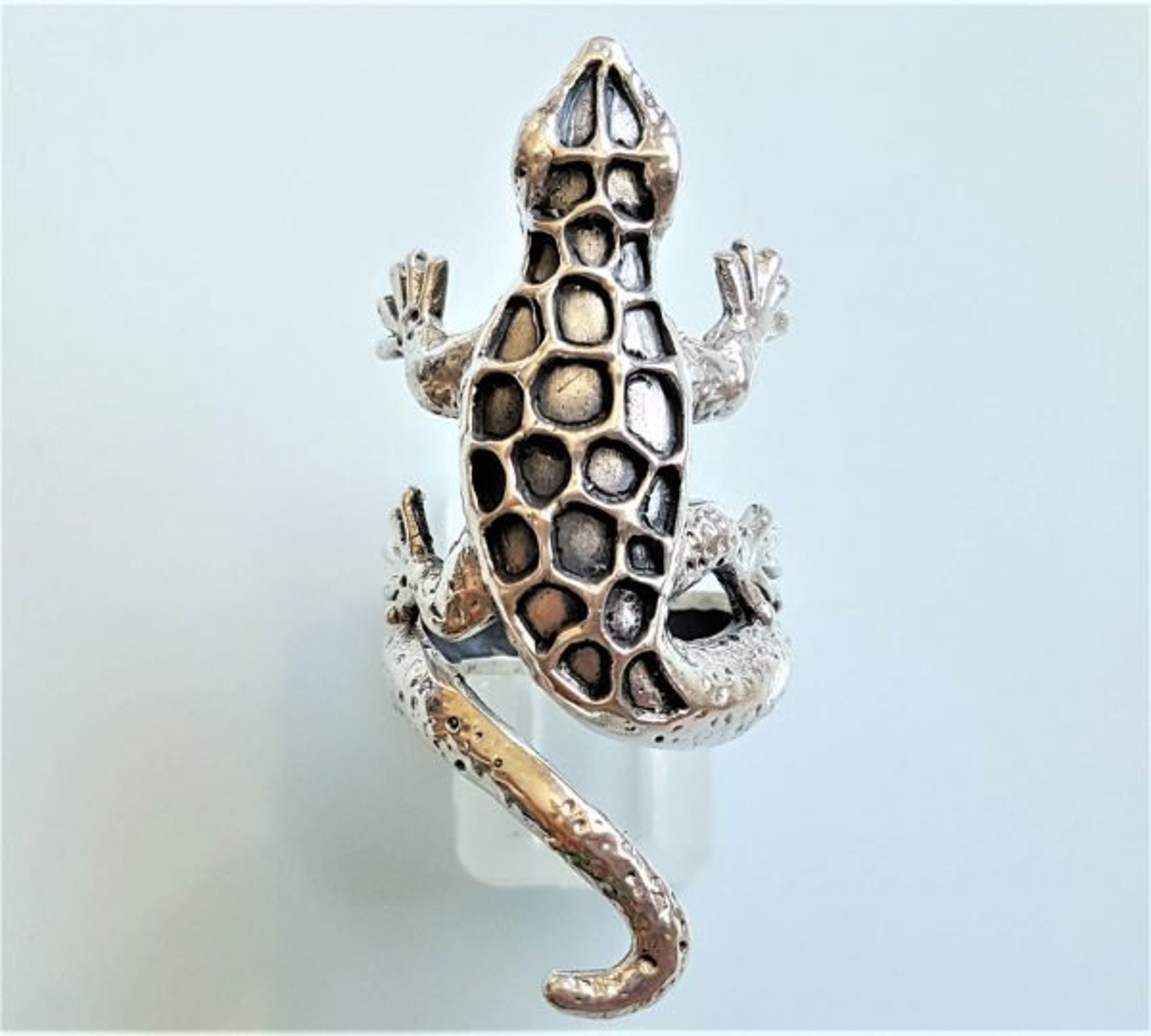 Lizard Ring STERLING SILVER 925 Spotted Gecko Lizard Handmade - Etsy