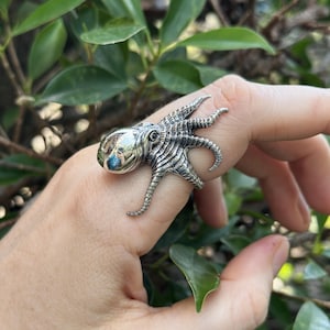 OCTOPUS RING 925 Sterling Silver Ocean Sea Animal Large Octopus ...