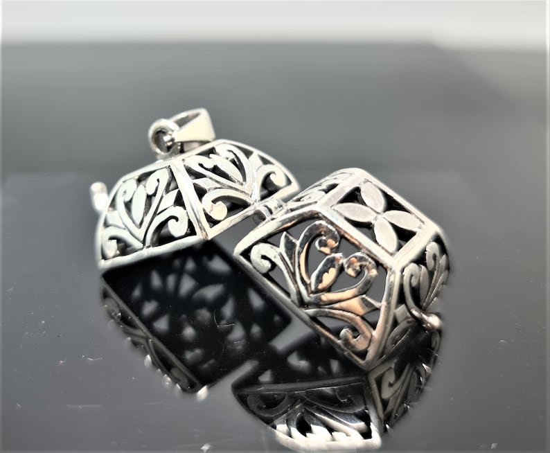 Jewelry Box Locket Pendant STERLING SILVER 925 Secret Compartment ...