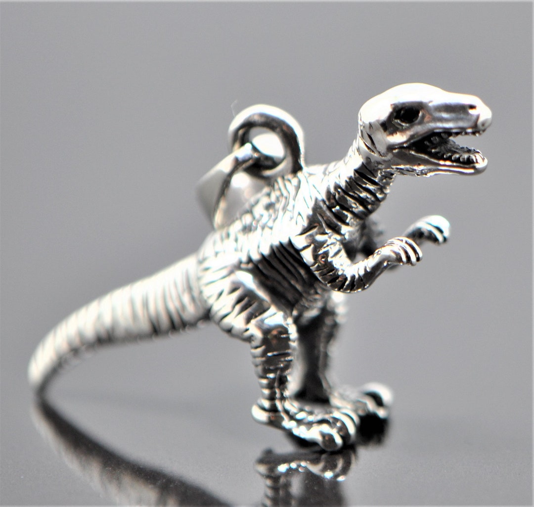 Dinosaur Pendant STERLING SILVER 925 Tyrannosaurus Rex T-rex Black Onyx ...