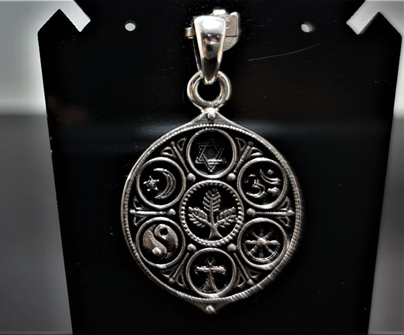 Unity Sacred Symbols Pendant 925 Sterling Silver CO-EXIST Yin Yang ...