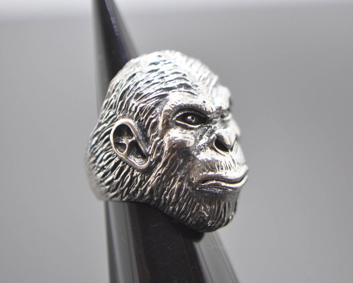 Chimp Ring 925 STERLING SILVER Chimpanzee Caesar Planet of the | Etsy